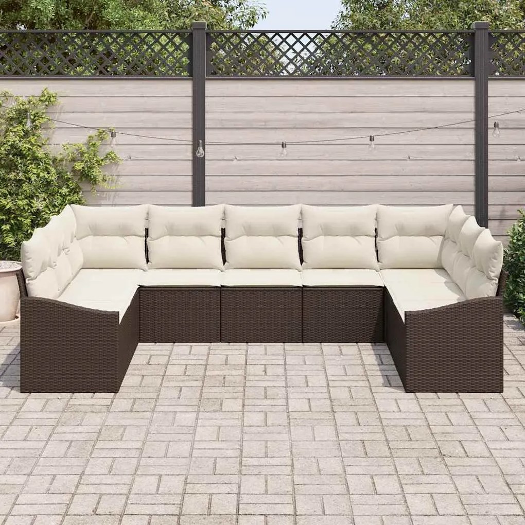 Set pohovek 9 ks Hnědá polyratan 3346878