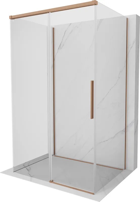 Mexen Rox-3S, 3-stěnný sprchový kout 150 x 85 cm, 8mm čiré sklo, měděný matný profil, 8C2-150-085-65-00-3S