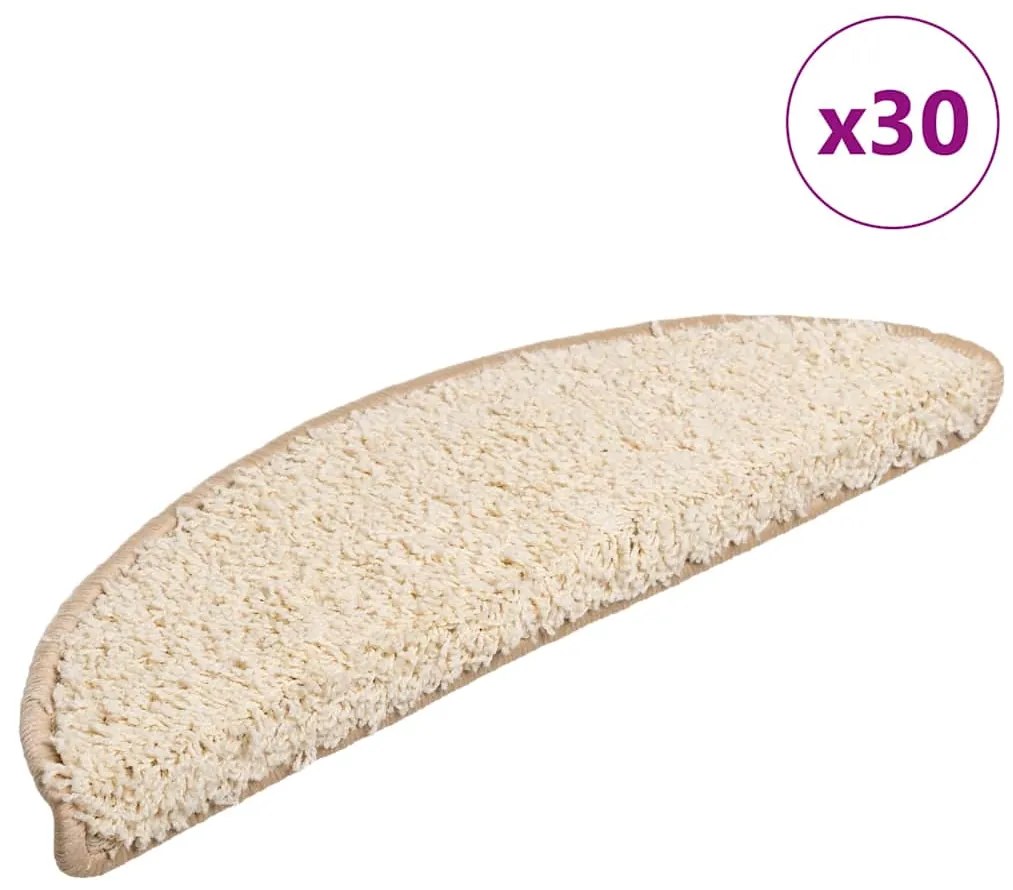 Schodové rohože 30 ks 56 x 17 x 3 cm krémové, půlkulaté 3365803