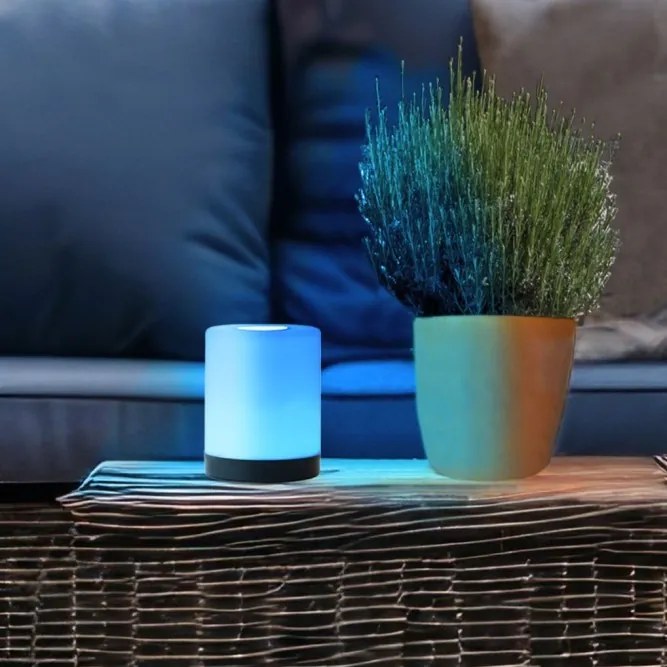 Brilliant G40955/06 AKU stolní lampa ARO RGB černý lem USB-C, IP44