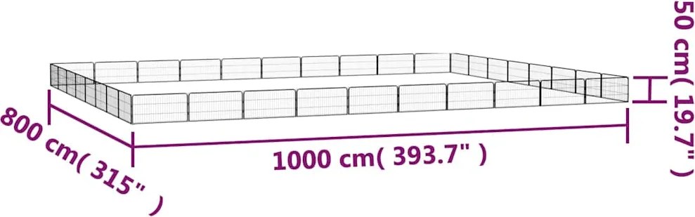 36panelová ohrádka pro psy černá 100 x 50 cm práškovaná ocel 3115974