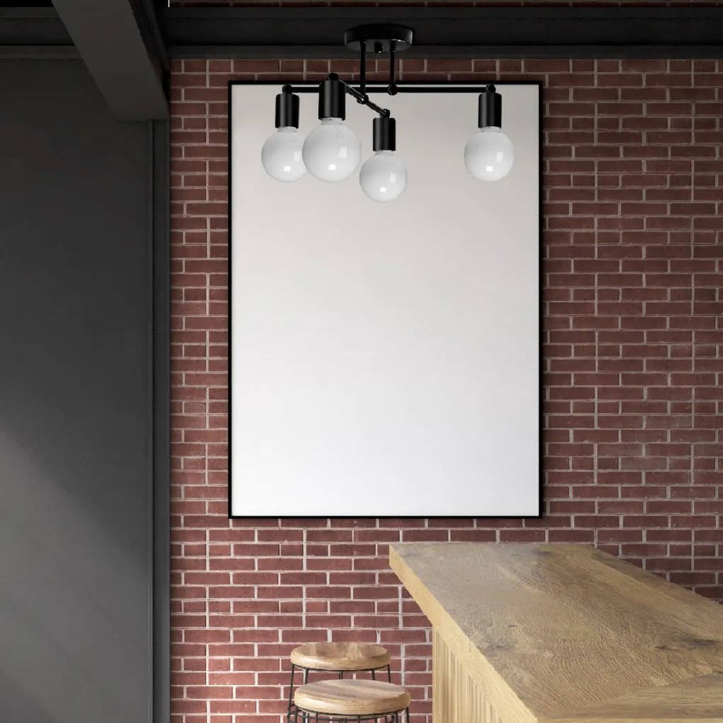 Toolight - Stropní lampa 4-bodová s černými rameny 392200, černá, OSW-07623