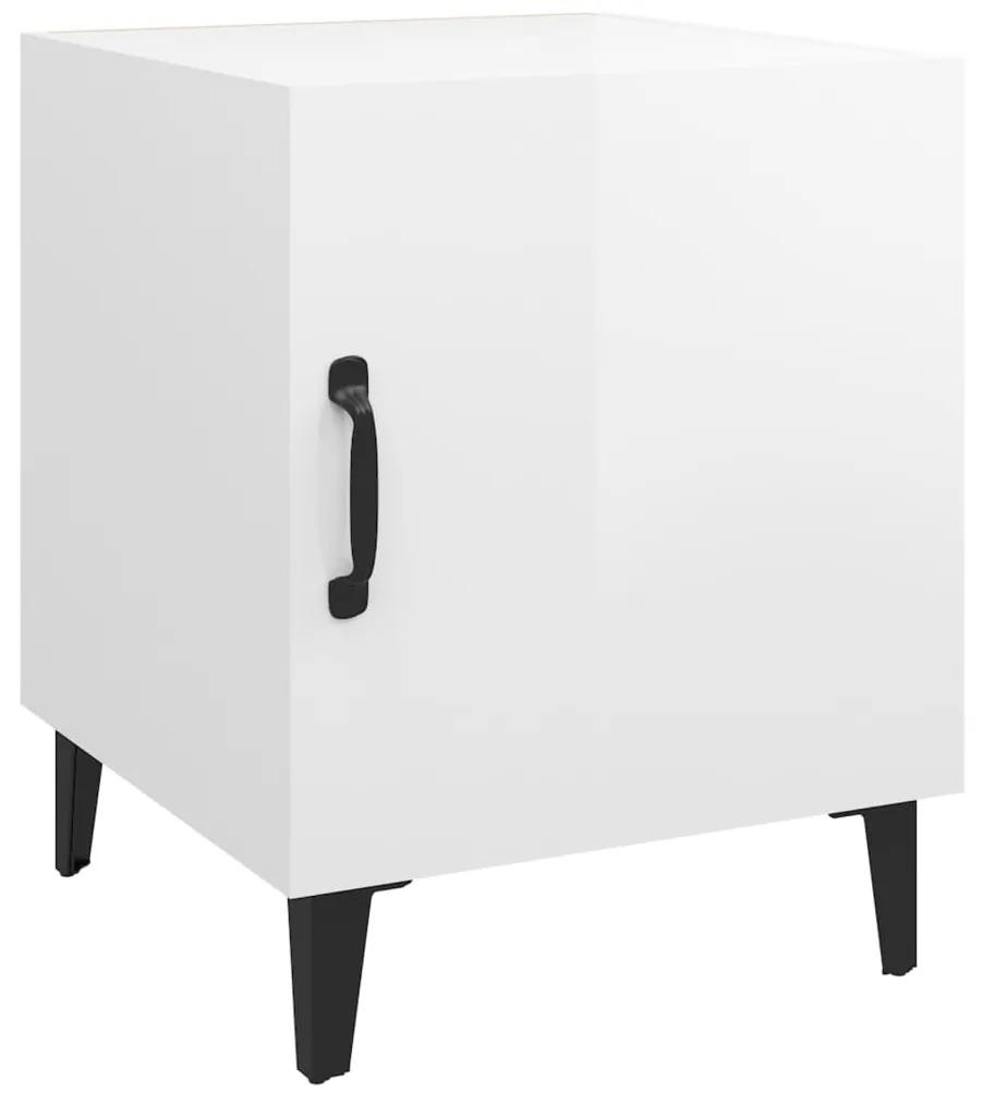 Noční stolek bílý s vysokým leskem kompozitní dřevo - Default Title