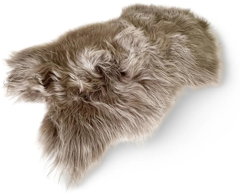 Islandská jehněčí kůže, šedohnědá - taupe, barvená, dlouhý chlup, velikost III