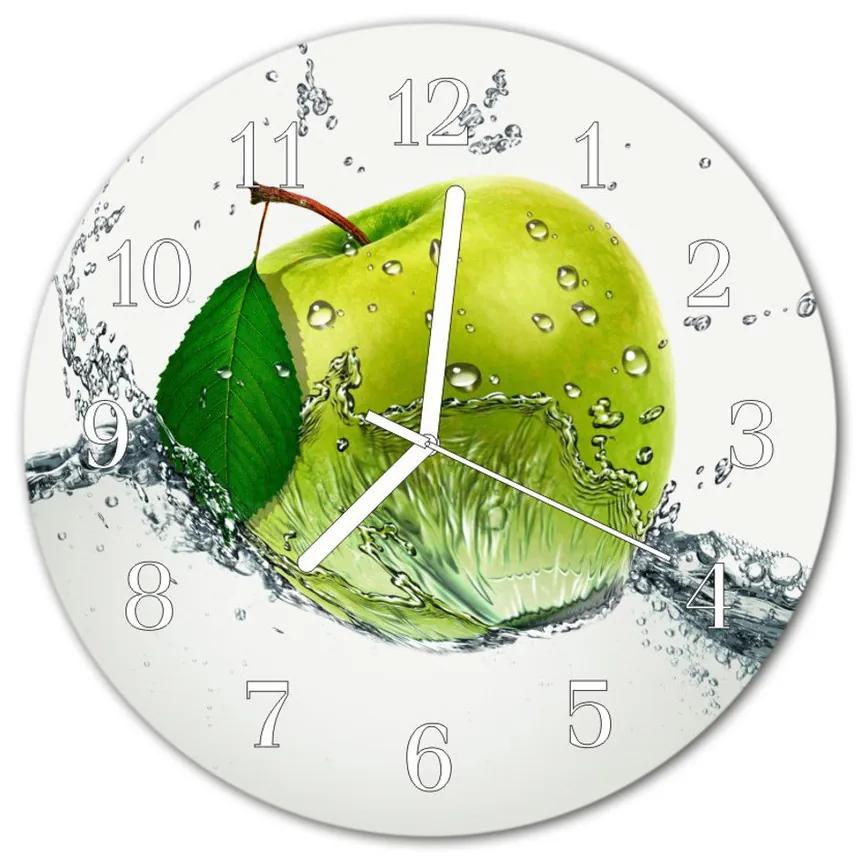 Nástenné skleněné hodiny jablko fi 30 cm