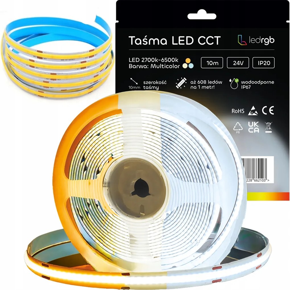 Led pásek Neon Cob 24V 10 m 608d Cct 2700-6500K Bílý Teplá Neutrální Studená