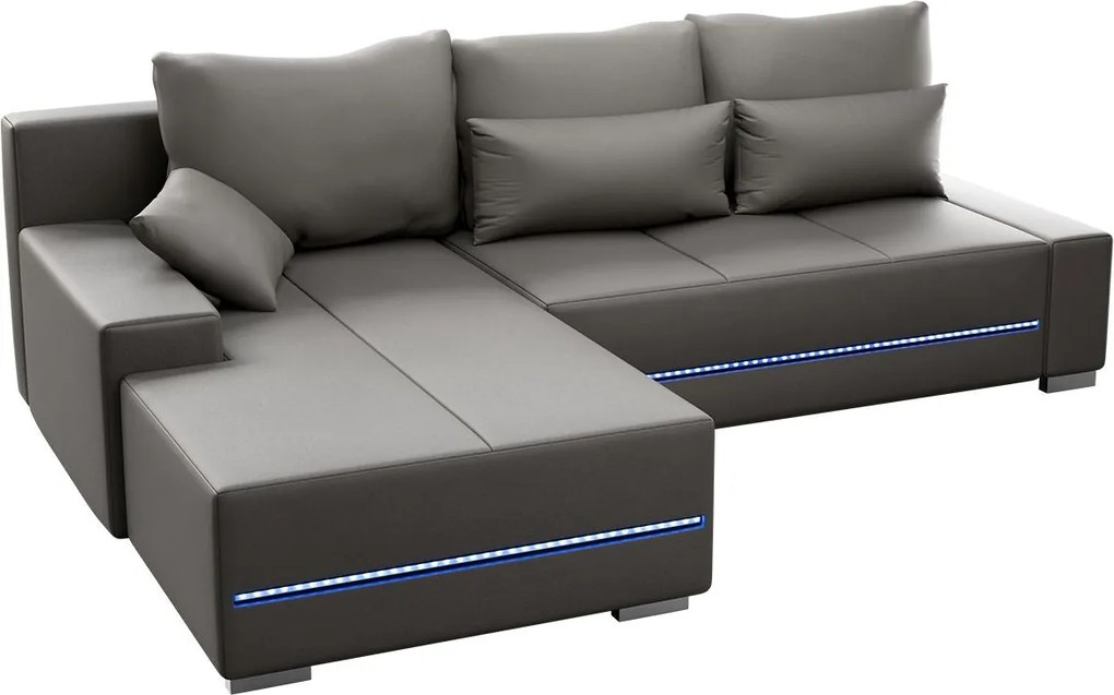 Juskys Rozkládací sedací souprava Davos s LED osvětlením Barva: světle šedá, Provedení: levé