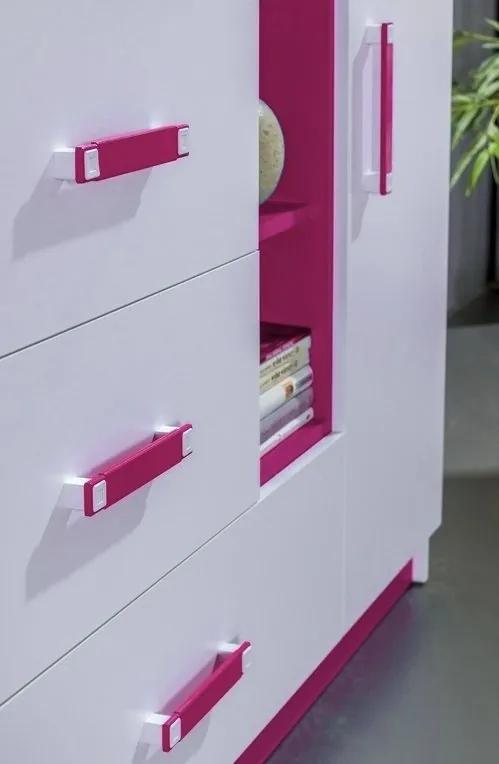 Casarredo - Komfort nábytek Dětská komoda TRAFICO 7 bílá/růžová