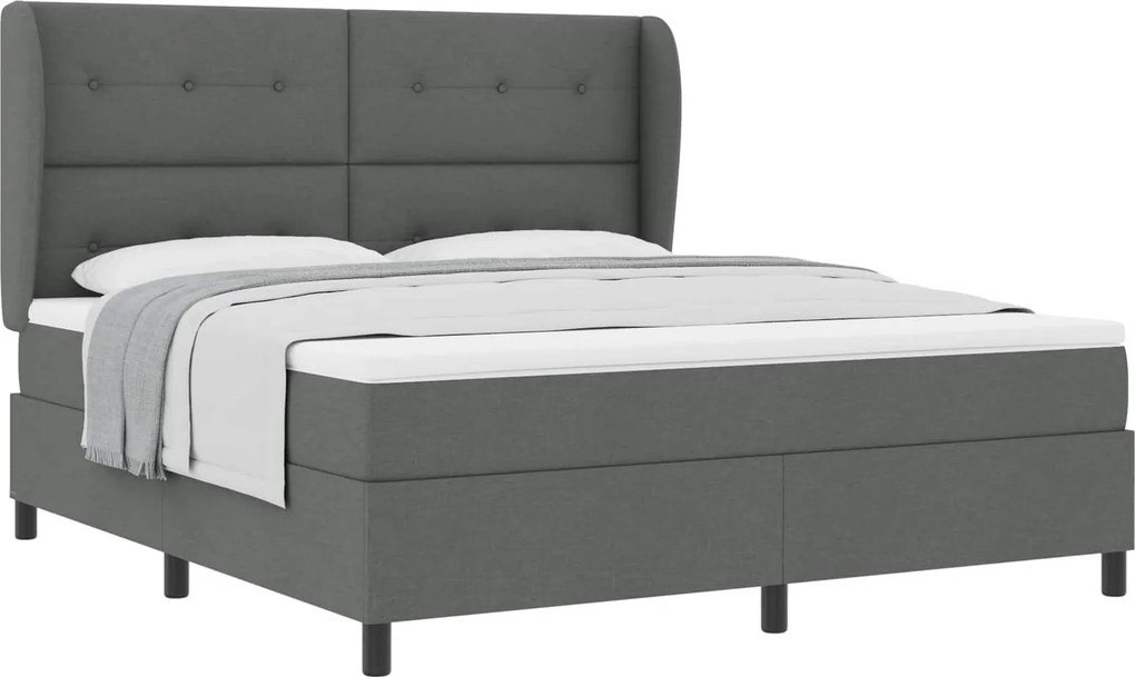 Postel s boxspringem s čelo Tmavě šedá 180 x 200 cm textil 3340579