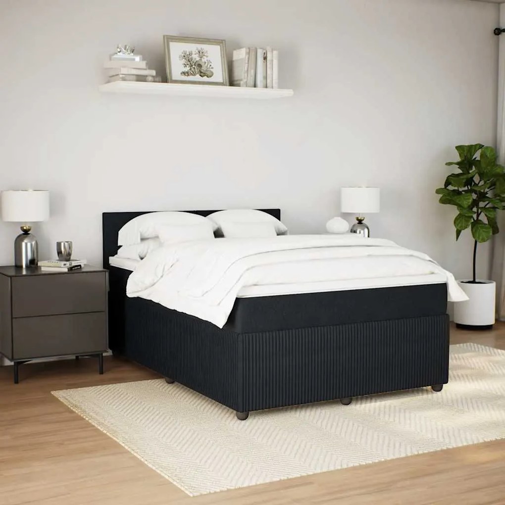 Box spring postel s matrací černá 140 x 190 cm samet 3290030