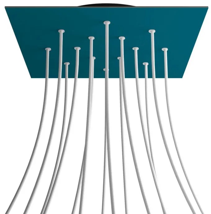 creative cables Čtvercový stropní baldachýn ROSE ONE, 400 mm, 14 otvorů a 4 boční otvory Barva komponentu: Černá zrcadlo, Barva montury: Černá