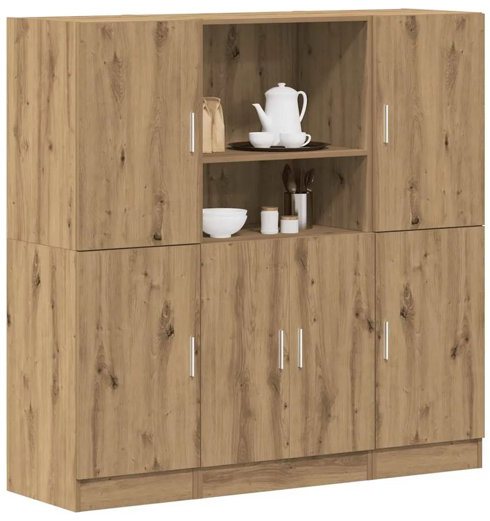 Sada 3 kusů kuchyňských skříněk dub artisan kompozitní dřevo 3324159