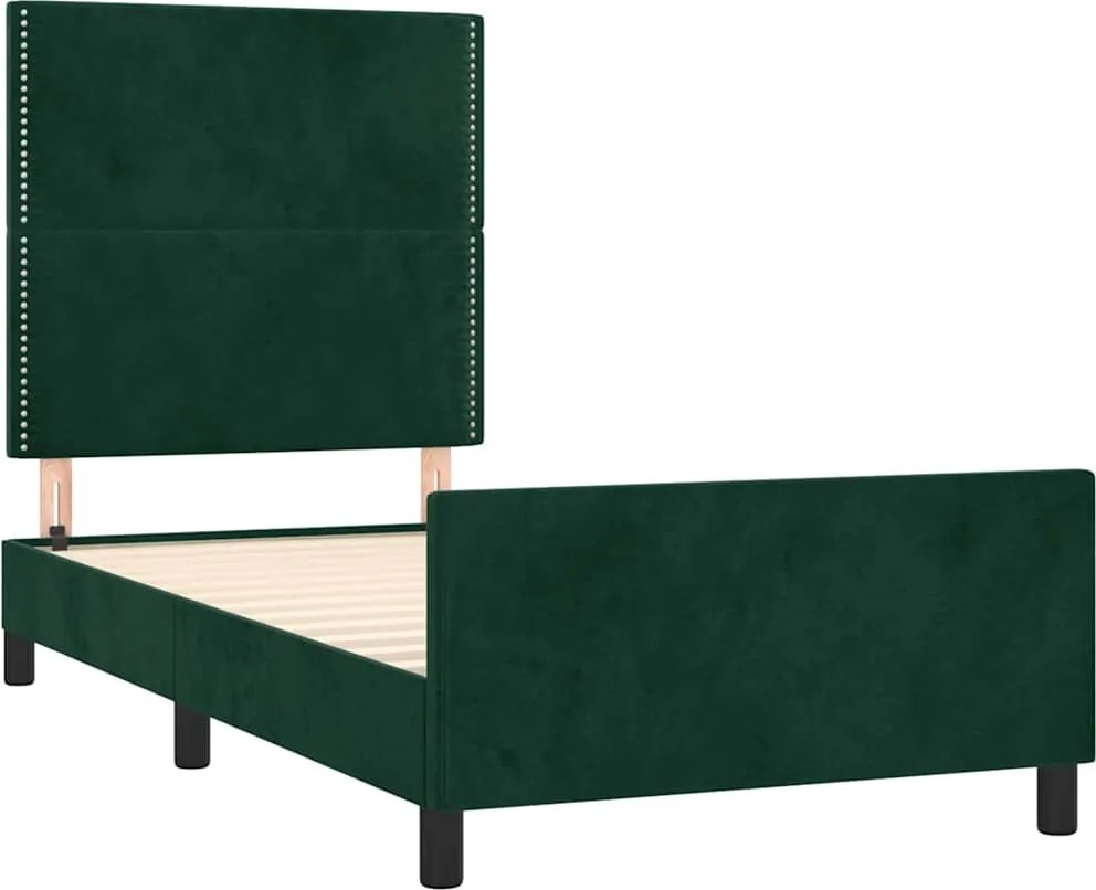 Rám postele bez matrace tmavě zelená 100 x 200 cm samet 3125681