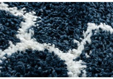 koberec UNION 3488 vzor Marocký jetel modrý / krém střapce, Maroko velikost 200x290 cm | krásné koberce cz