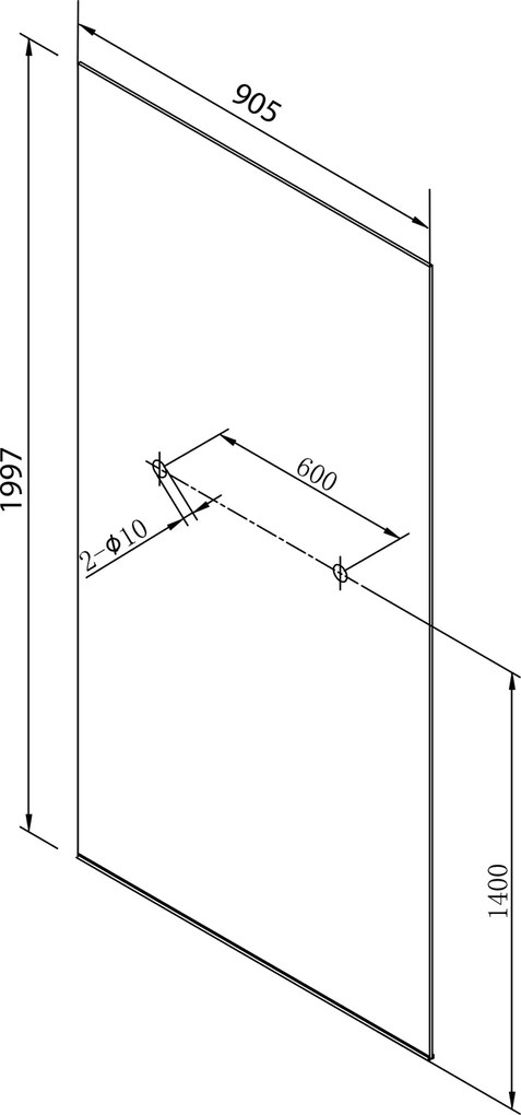 Polysan Architex Line AL2225-D kalené čiré sklo 905 x 1997 x 8 mm otvory pro poličku