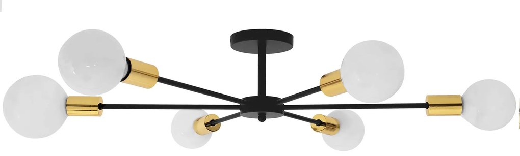 Toolight - Lampa spider-6 APP501-6C, černá-zlatá, OSW-01100