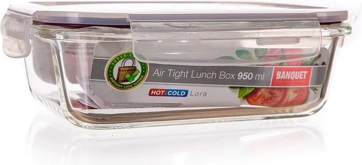 Dóza skleněná LORA s víčkem, bordó 950 ml