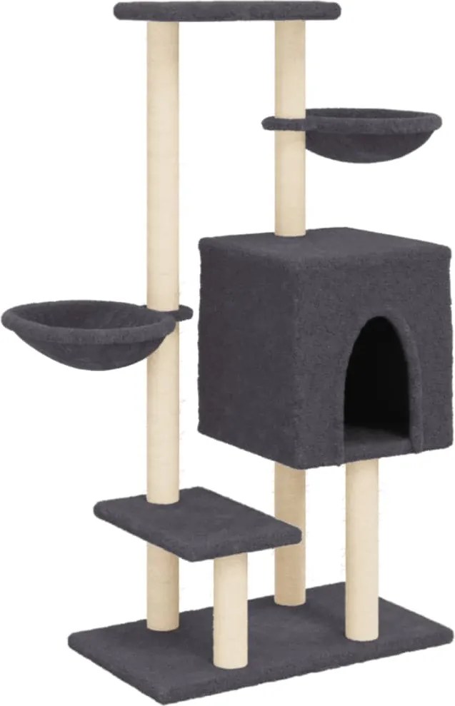 Škrabadlo pro kočky se sisalovými sloupky tmavě šedé 117 cm 172120