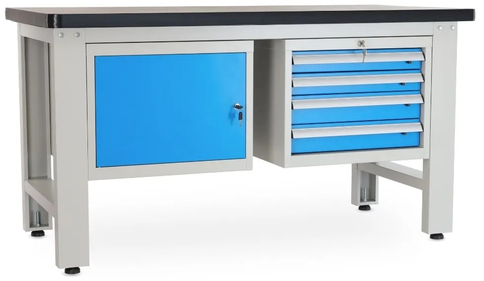 Dílenský stůl Solid MDF-14, 150 cm, 2 závěsné boxy, černá