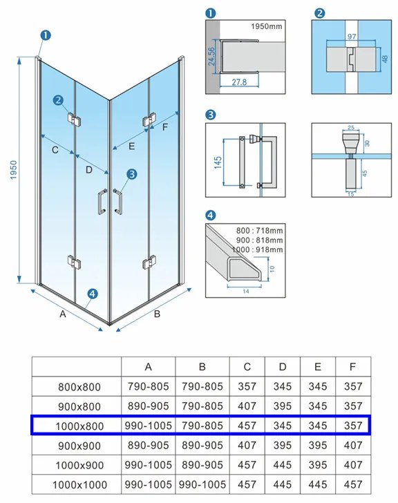 BPS-koupelny Obdélníkový sprchový kout HYD-OK12B 100x80 chrom/transparent - bez vaničky