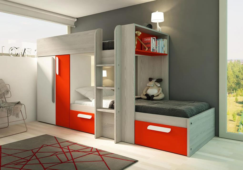 Aldo Patrová postel B s prvky v červeném odstínu