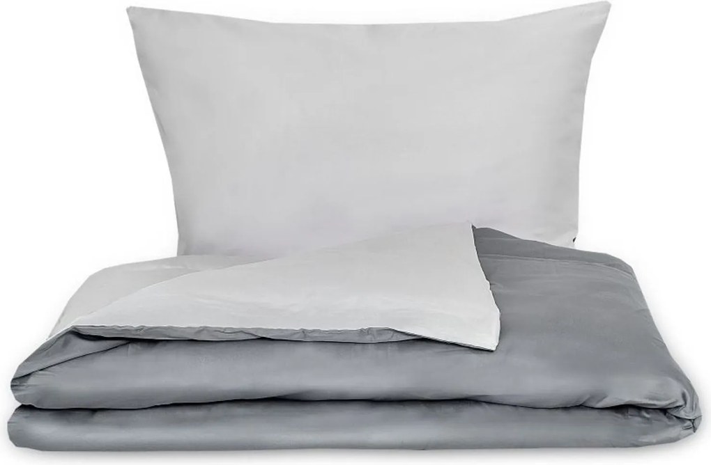 Saténové povlečení LUXURY COLLECTION tmavě šedé/světle šedé - 1x 200/200, 2x 70/90cm