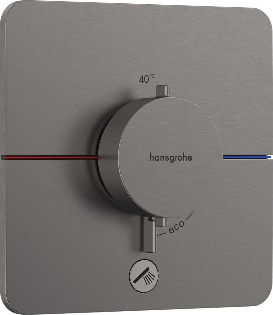 Hansgrohe ShowerSelect Comfort Q, termostat pod omítku pro 1 spotřebič a další výtok, kartáčovaný černý chrom, HAN-15589340