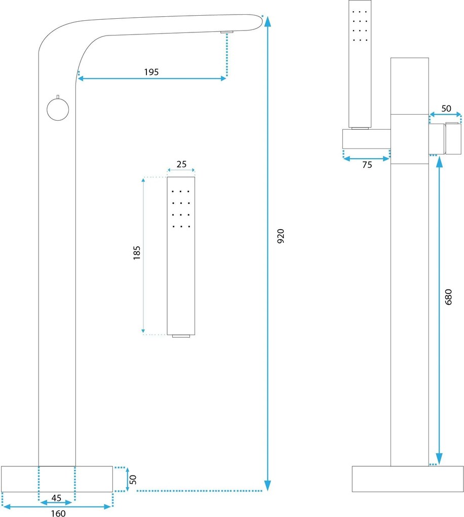 Rea Clark, volně stojící baterie h-920, černá matná, REA-B5300