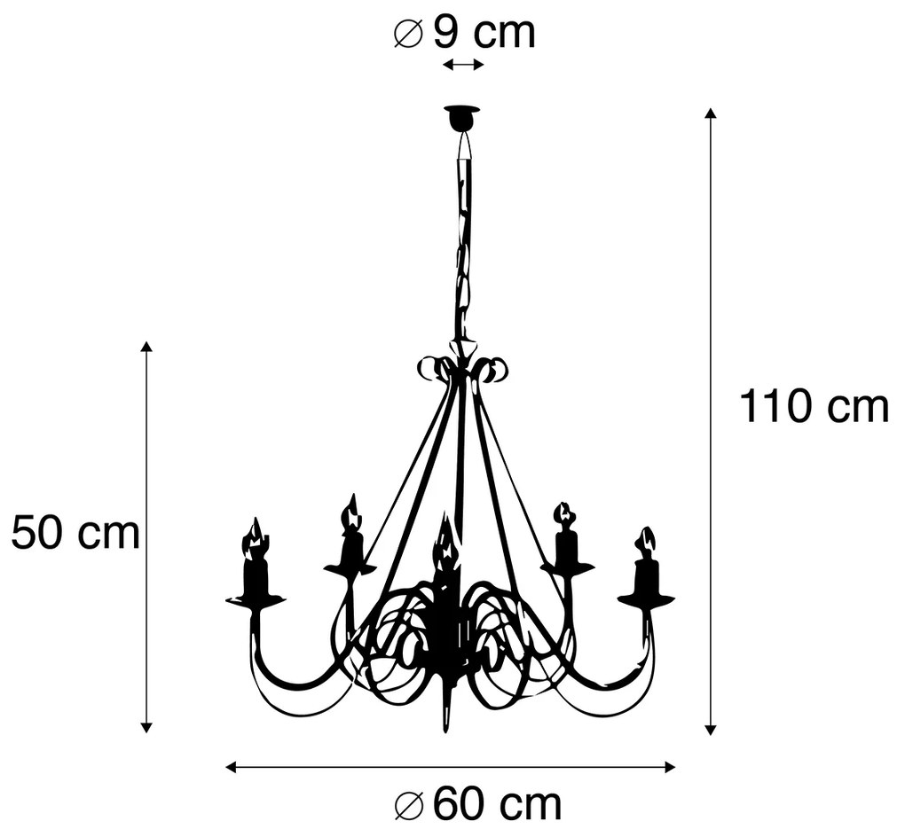 Chytrý lustr bílý 5-světlo vč. Wifi B35 - Giuseppe