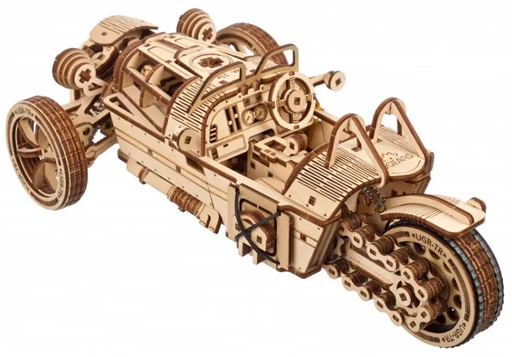 Ugears 3D dřevěné mechanické puzzle Tříkolka UGR-S