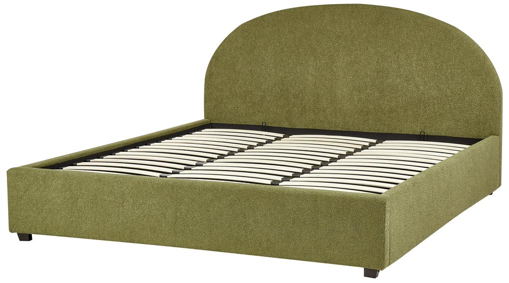 Buklé postel 180 x 200 cm s úložným prostorem olivově zelená VAUCLUSE Beliani