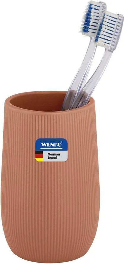 Hnědý keramický kelímek na zubní kartáčky Fablo – Wenko