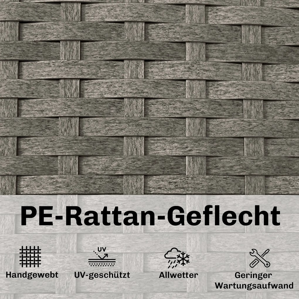Polyratanové lehátko Zahradní lehátko ve tvaru S s opěradlem nastavitelným v 5 směrech Opěrka hlavy prodyšná Odolná proti UV záření