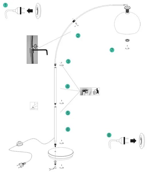 Brilliant 92940/75  Stojací oblouková lampa VESSA satin