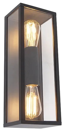 Chytrá nástěnná lampa černá 38 cm 2-světlo IP44 vč. Wifi ST64 - Charlois