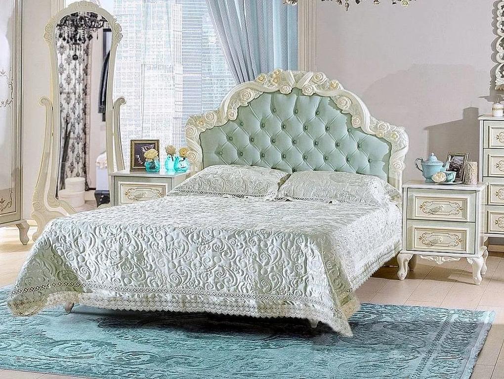 Manželská postel Margaret 160x200cm - krémová/mintová