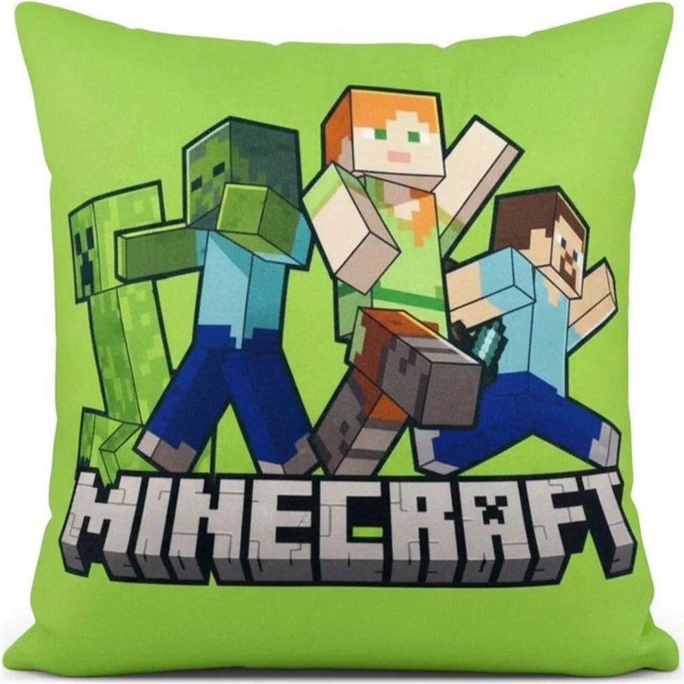 Oboustranný polštář Minecraft - motiv Herní svět - 38 x 38 cm
