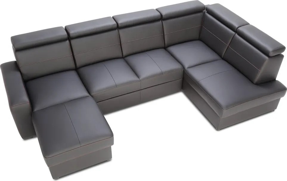 Rozkládací rohová sedačka BALAGA U 325x168cm - výběr barev kůže pravý roh K230 šedá