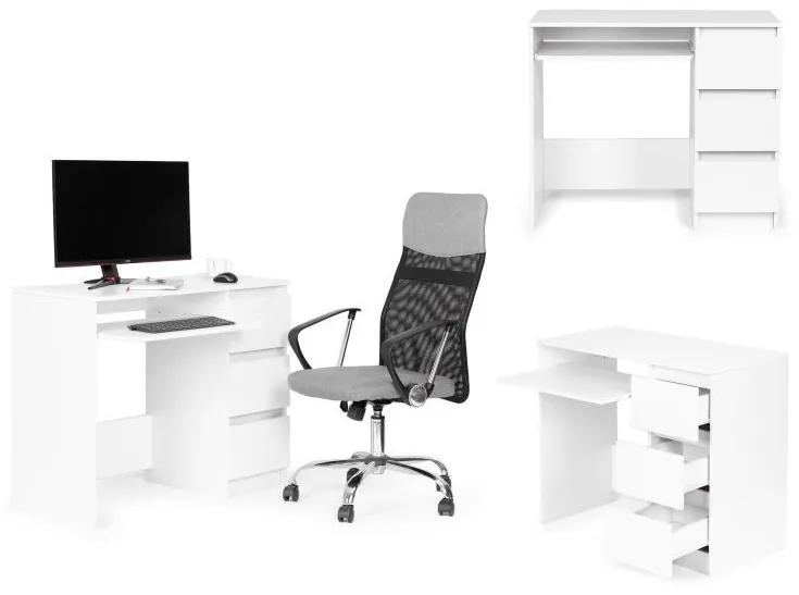 modernHOME Univerzální bílý kancelářský stůl se 3 zásuvkami PJJCT0157
