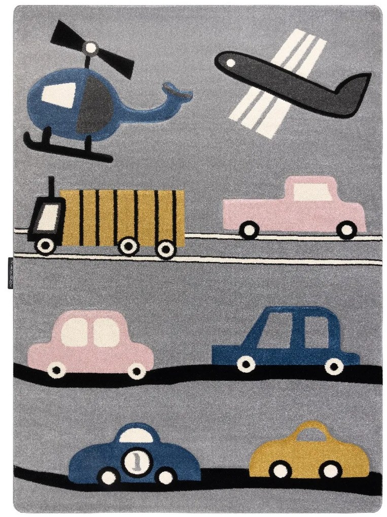 Dywany Łuszczów, Dětský kusový koberec Petit Toys cars grey, 140x190, šedá, dětský pokoj