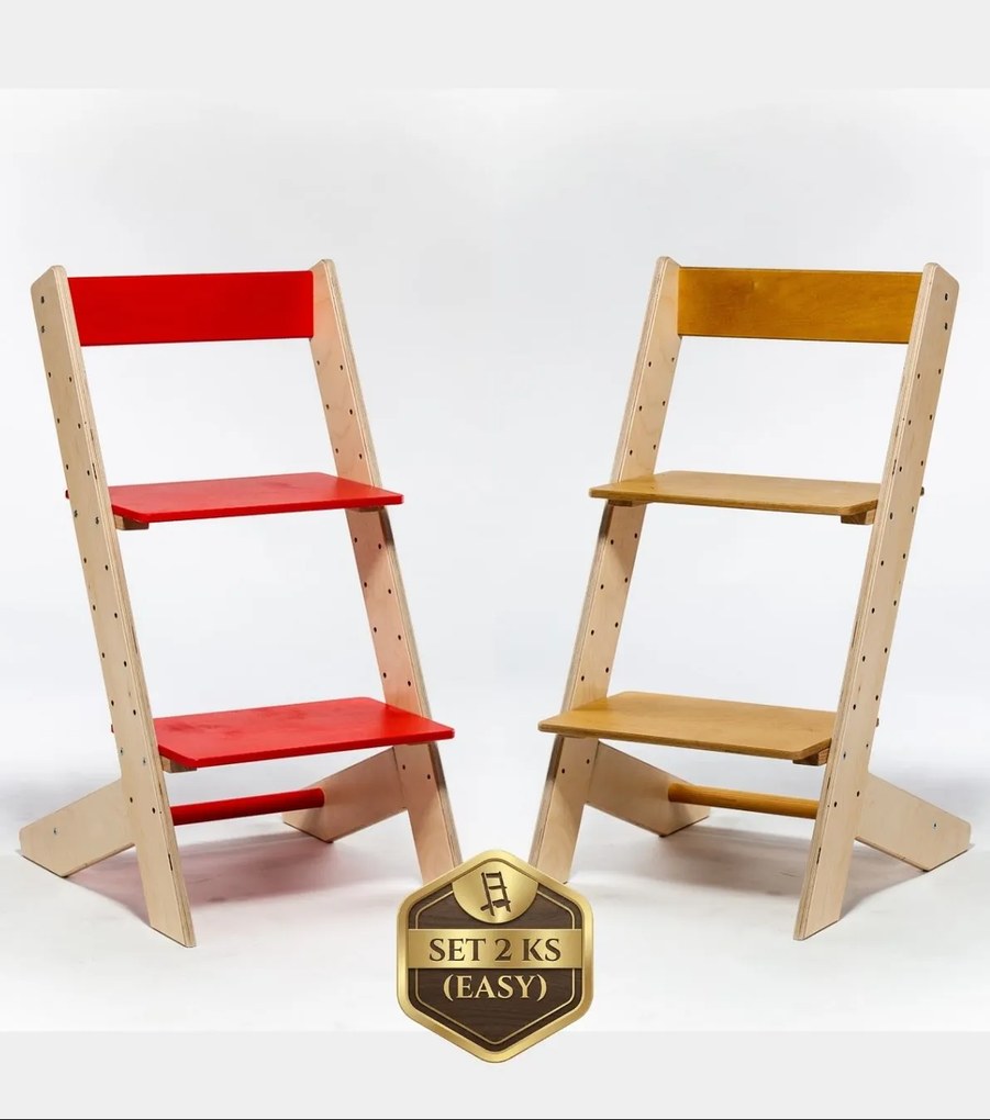 Lucas Wood Style - rostoucí židle EASY LINE zvýhodněný set 2 ks -  červená + buk