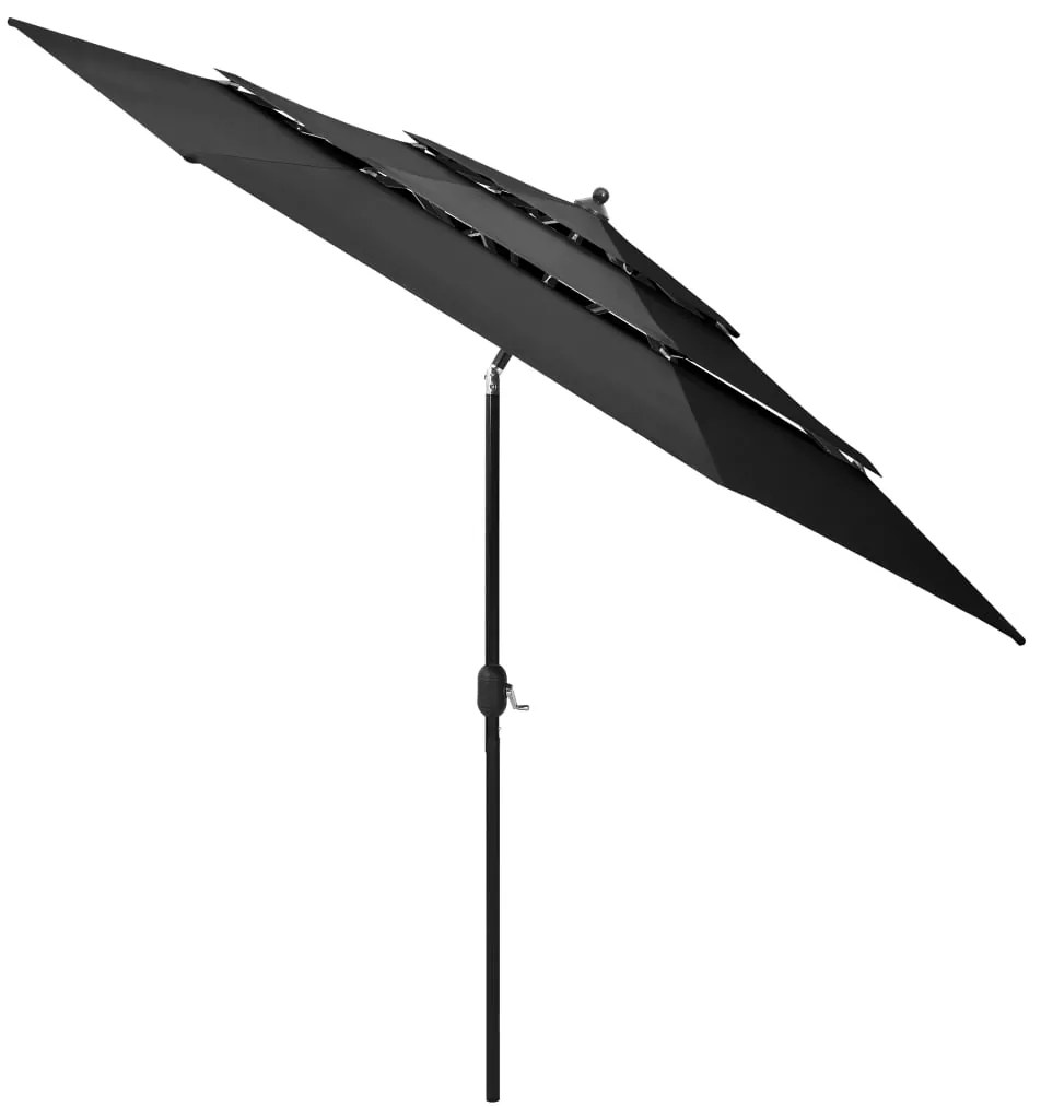 vidaXL 3stupňový slunečník s hliníkovou tyčí antracitový 3 m