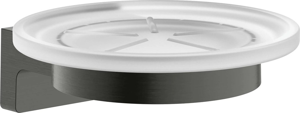 Hansgrohe AddStoris S - Mýdlenka s držákem, matné sklo/kartáčovaný černý chrom 41766340