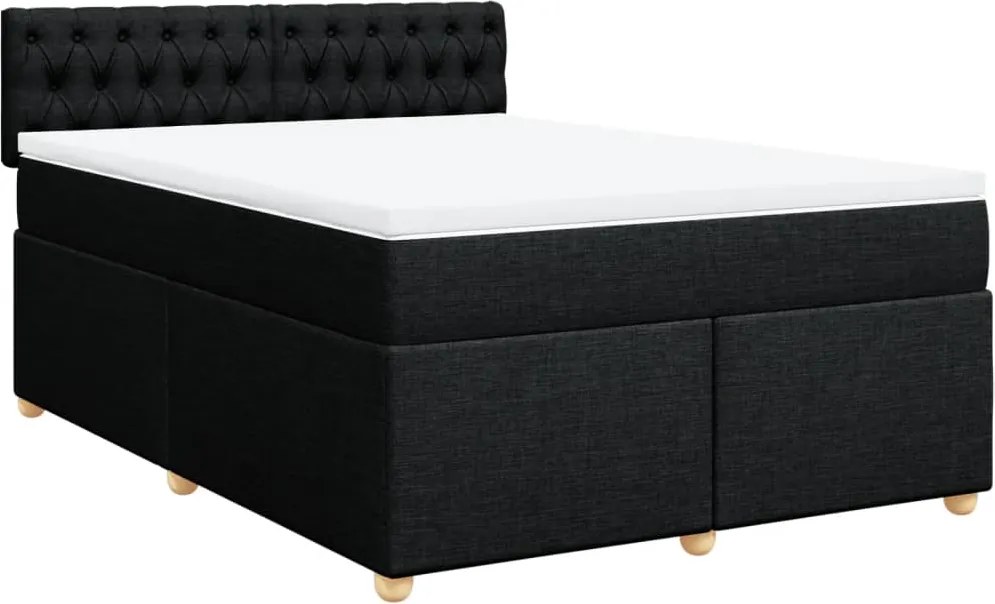 Box spring postel s matrací černá 160x200 cm textil 3286740
