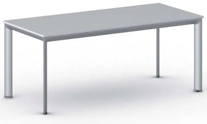 Jednací kancelářský stůl PRIMO INVITATION, 180x80 cm, šedostříbrná podnož, šedá
