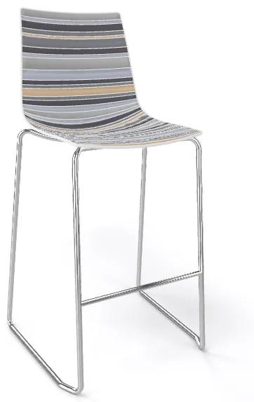 GABER - Barová židle COLORFIVE ST - nízká, šedobéžová/chrom