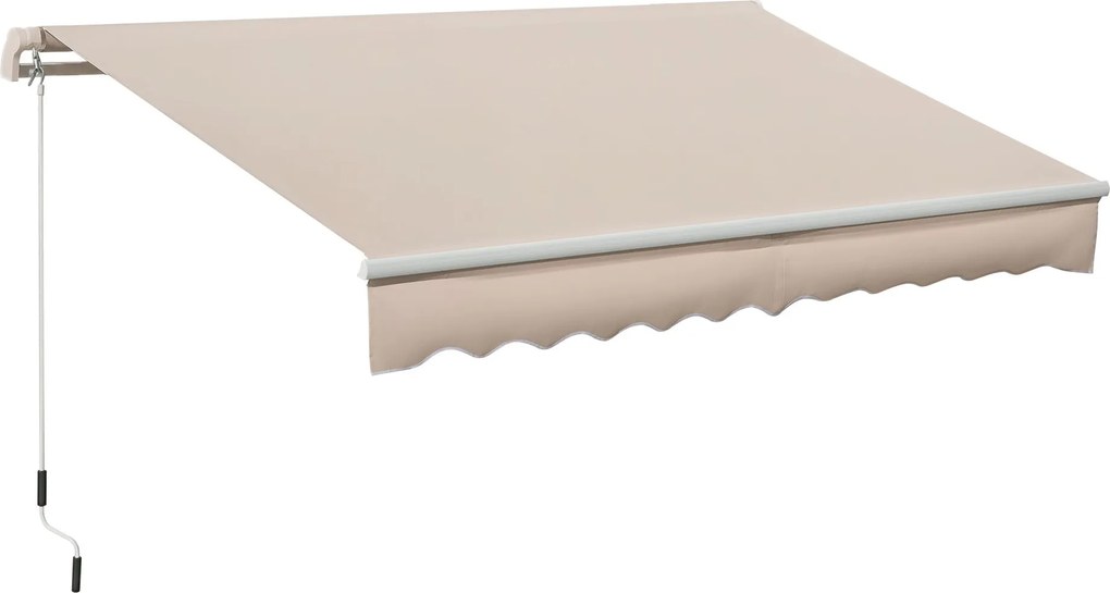 Outsunny Ruční Retrakční Markýza 295x200 cm pro Balkon s Kovovou Kličkou, Voděodolná a Proti-UV Exteriérová Rolovací Markýza pro Zahradní Terasu a Okn