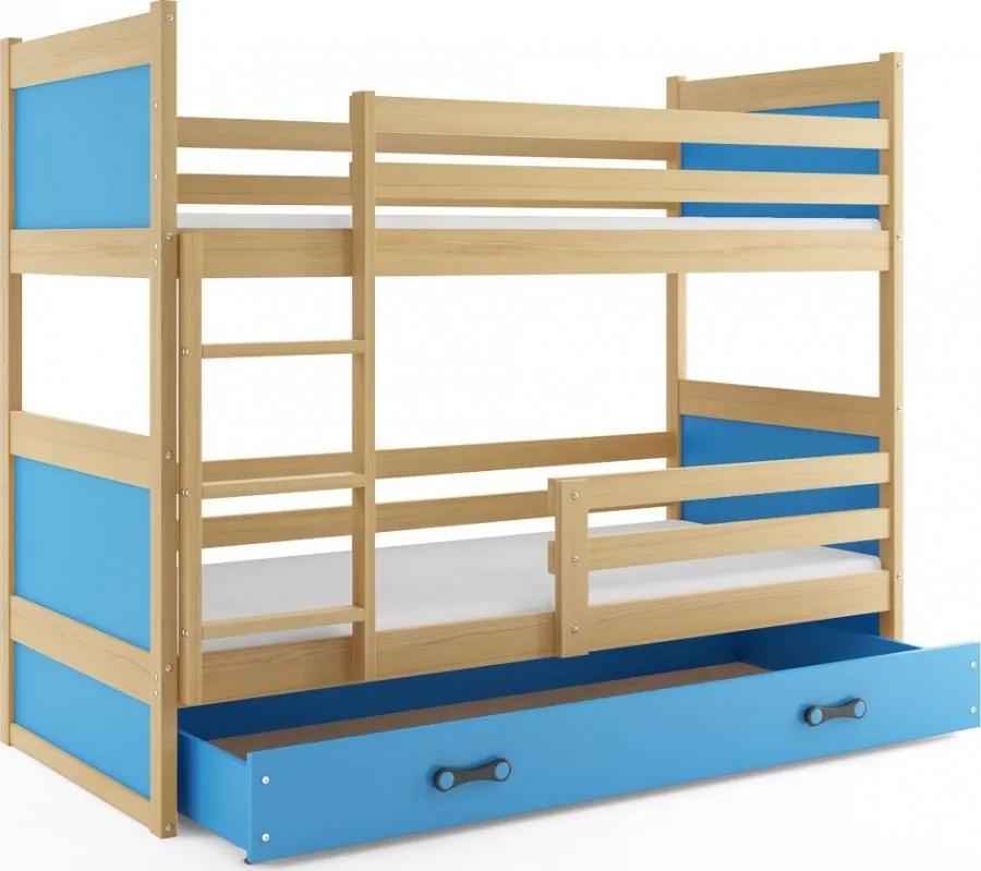 Falco Patrová postel Riky s úložným prostorem, borovice/růžová