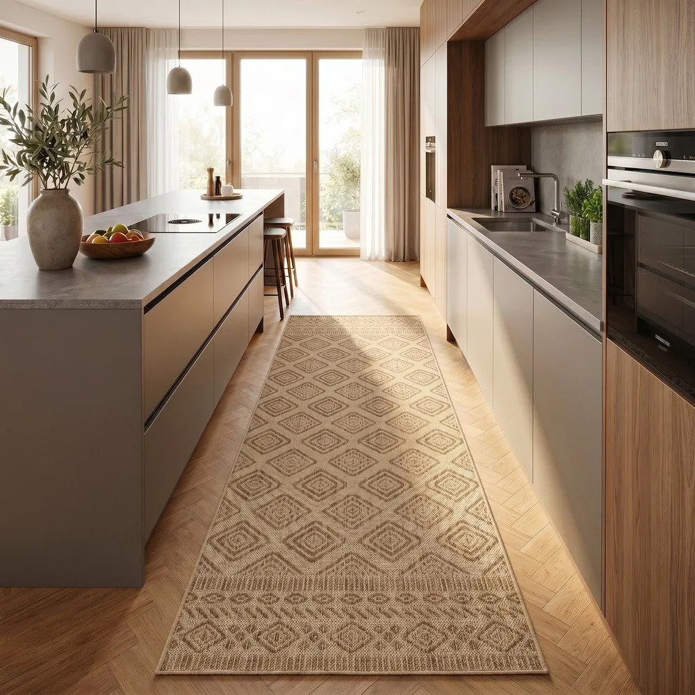 Béžový vnitřní a venkovní běhoun 80x250 cm Mira 1452 – Ayyildiz Carpets