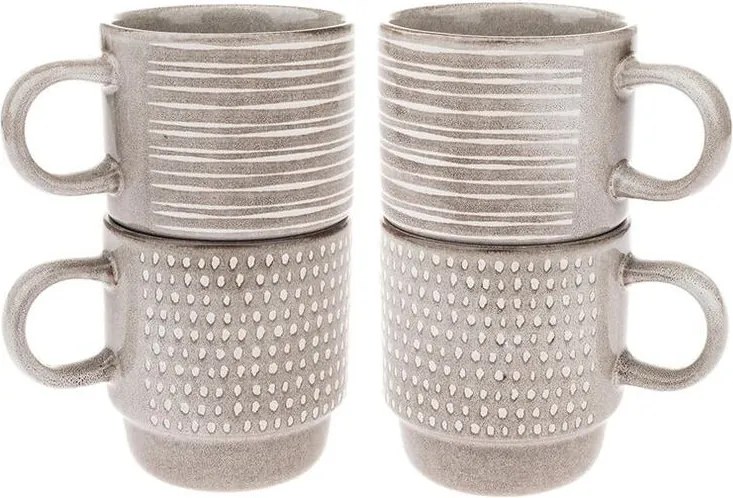 Sada 4 ks keramických hrnků BEIGE 290 ml